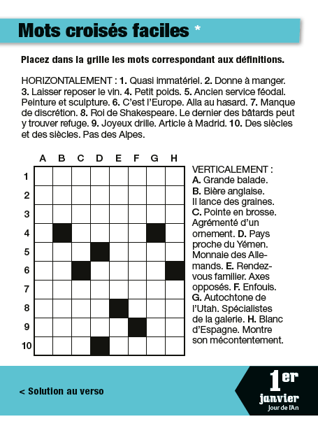Calendrier Mots croisés en 365 jours - L'Année à Bloc - Playbac
