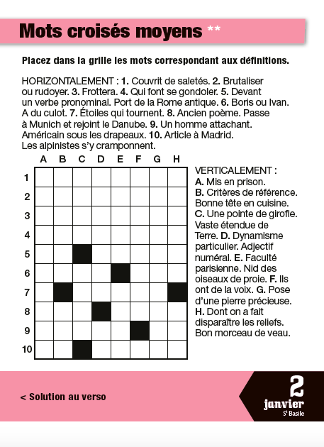 Calendrier Mots croisés en 365 jours - L'Année à Bloc - Playbac